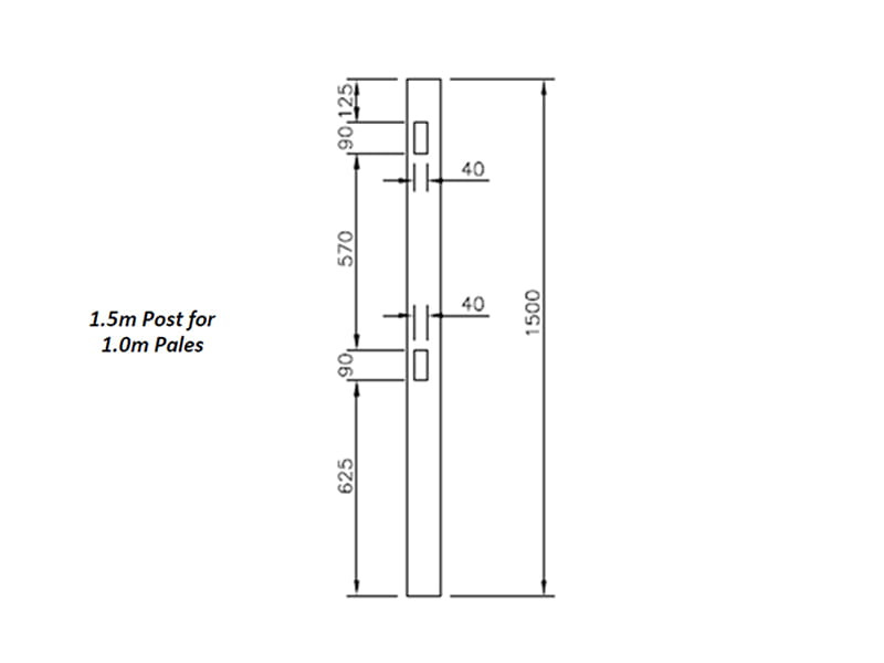 1.50m 100 x 75mm Pointed Palisade Inter Post | Jacksons Fencing