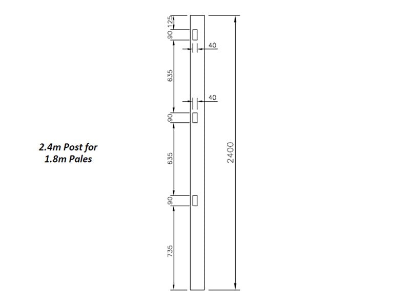 2.40m 100x100mm Round Palisade Corner Post | Jacksons Fencing